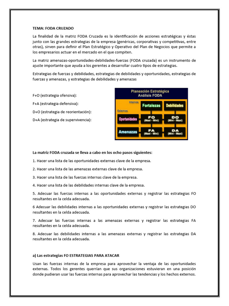 Estrategias de FODA Cruzado | PDF | Análisis FODA