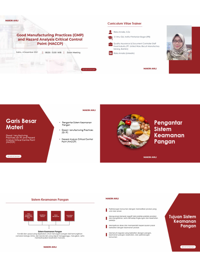 Materi GMP & Haccp (Food Safety in Food Industry) Batch 5 | PDF