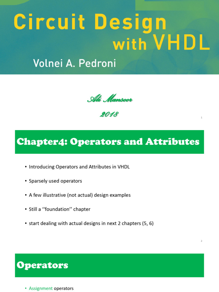 Vhdl Mansoor Chapter4 Operatots And Attributes And Generic Pdf Computer Data Computer