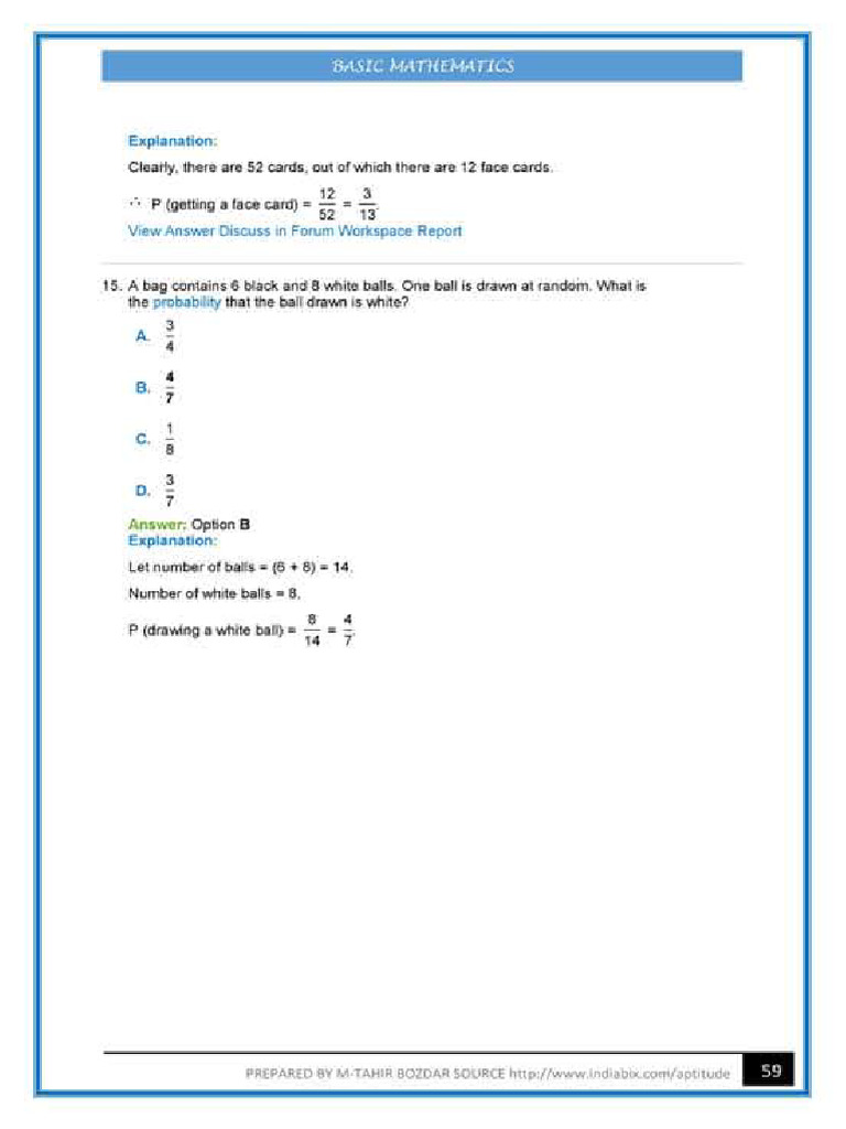 Basic Mathematics Aptitude Mcqs With Answers Pdf
