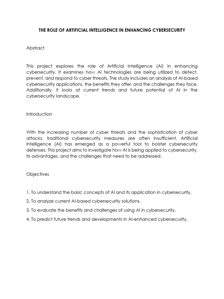 The Role Of Artificial Intelligence In Enhancing Cybersecurity Pdf