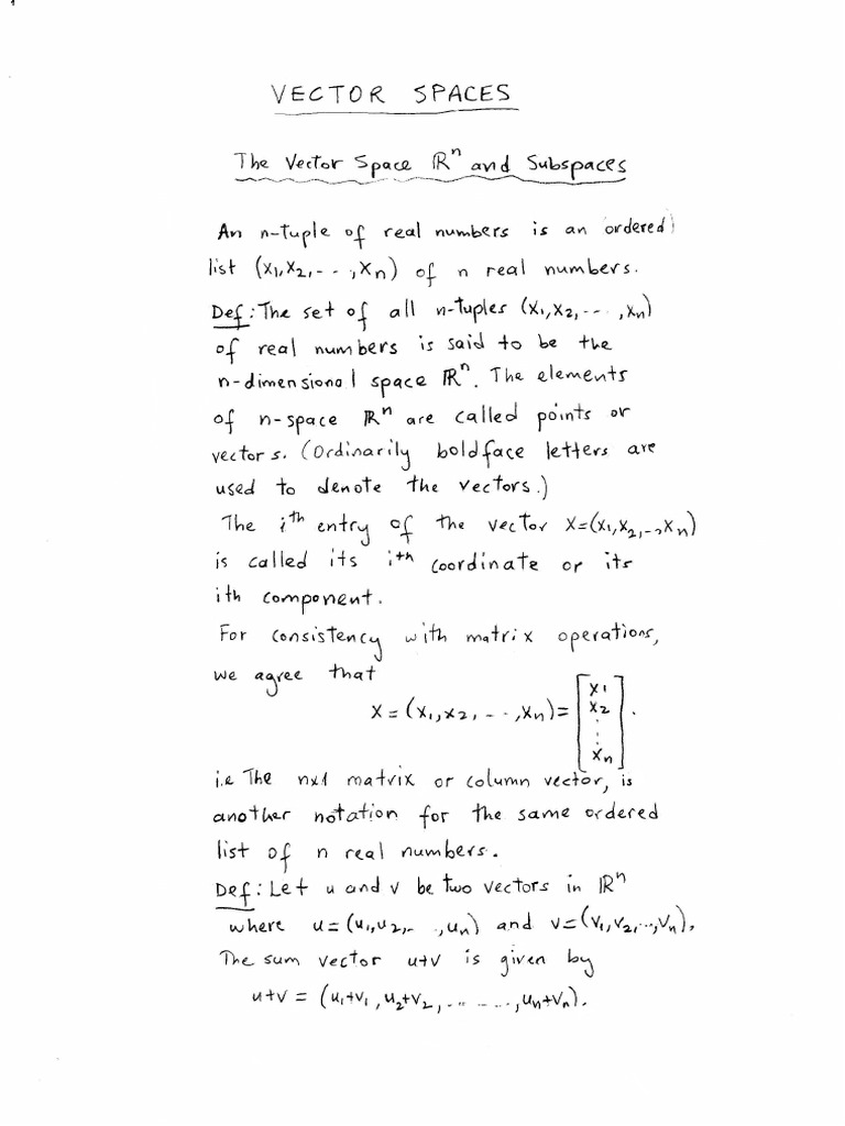 Vector Spaces Pdf 
