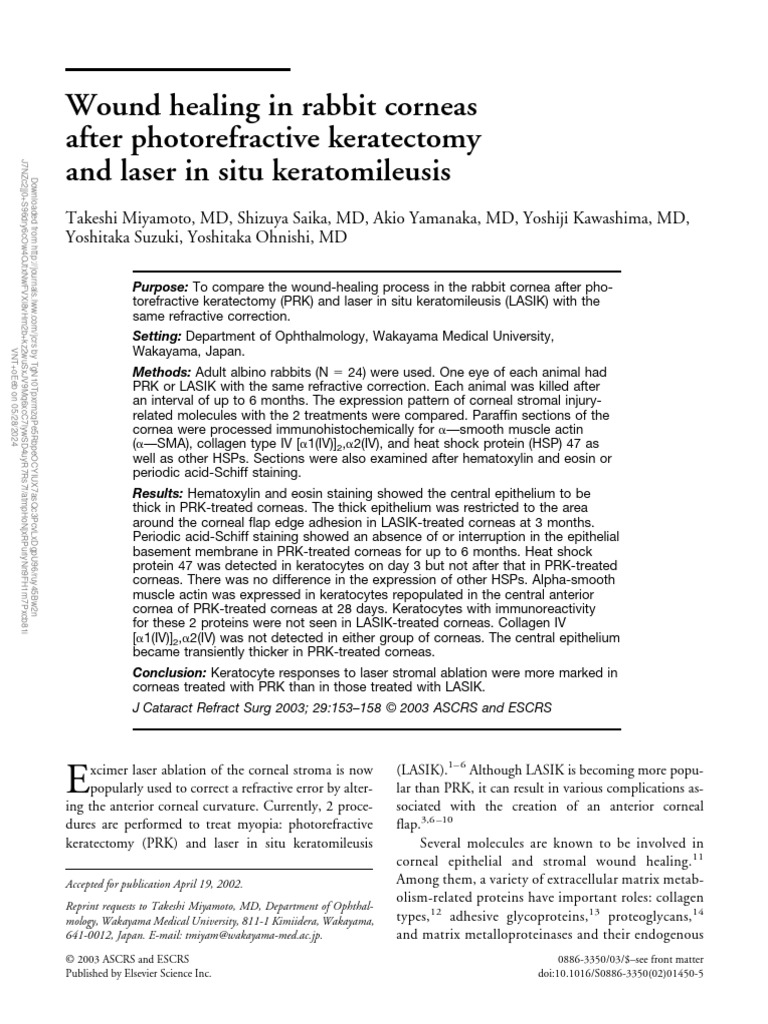 Wound Healing in Rabbit Corneas After.42 | Download Free PDF | Cornea ...