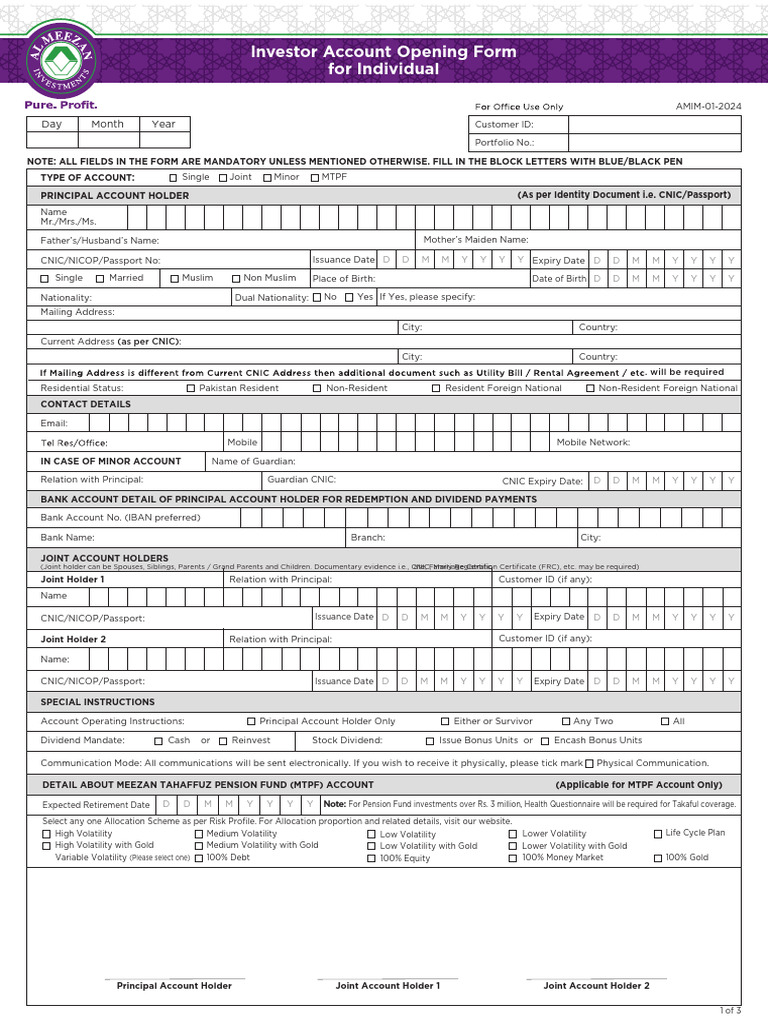 Account Opening Form Saving Plan Individual 1 | PDF | Investing | Stocks