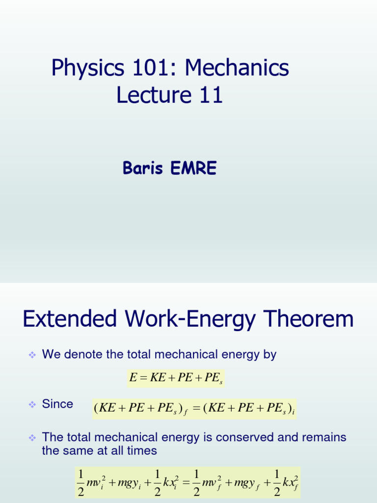 121 Lecture12 | PDF | Force | Kinetic Energy