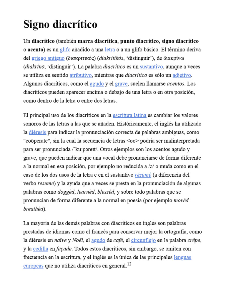 Signos Diacríticos: Definición y Tipos | PDF | Texto | Lingüística
