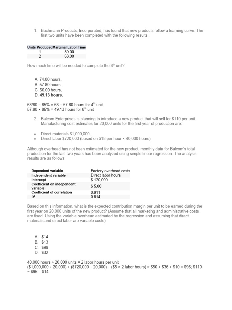 Cost Analysis for Manufacturing | PDF | Coefficient Of Determination | Linear Regression