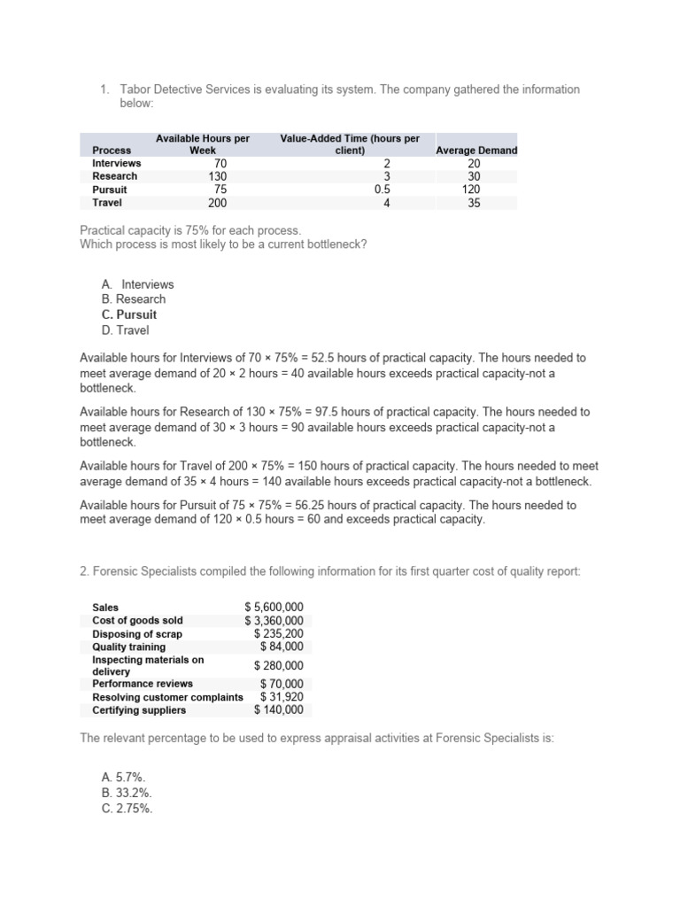 CA CHP 10 MC Questions Share | PDF | Customer | Cost