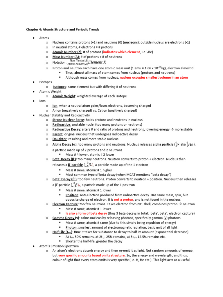 Atomic Structure & Periodic | PDF | Atomic Nucleus | Neutron