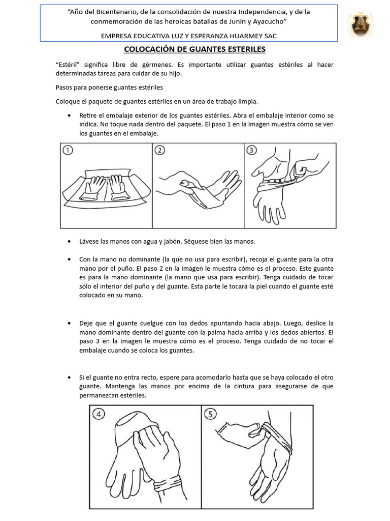 Guía para Colocarse Guantes Estériles | PDF | Guante | Mano