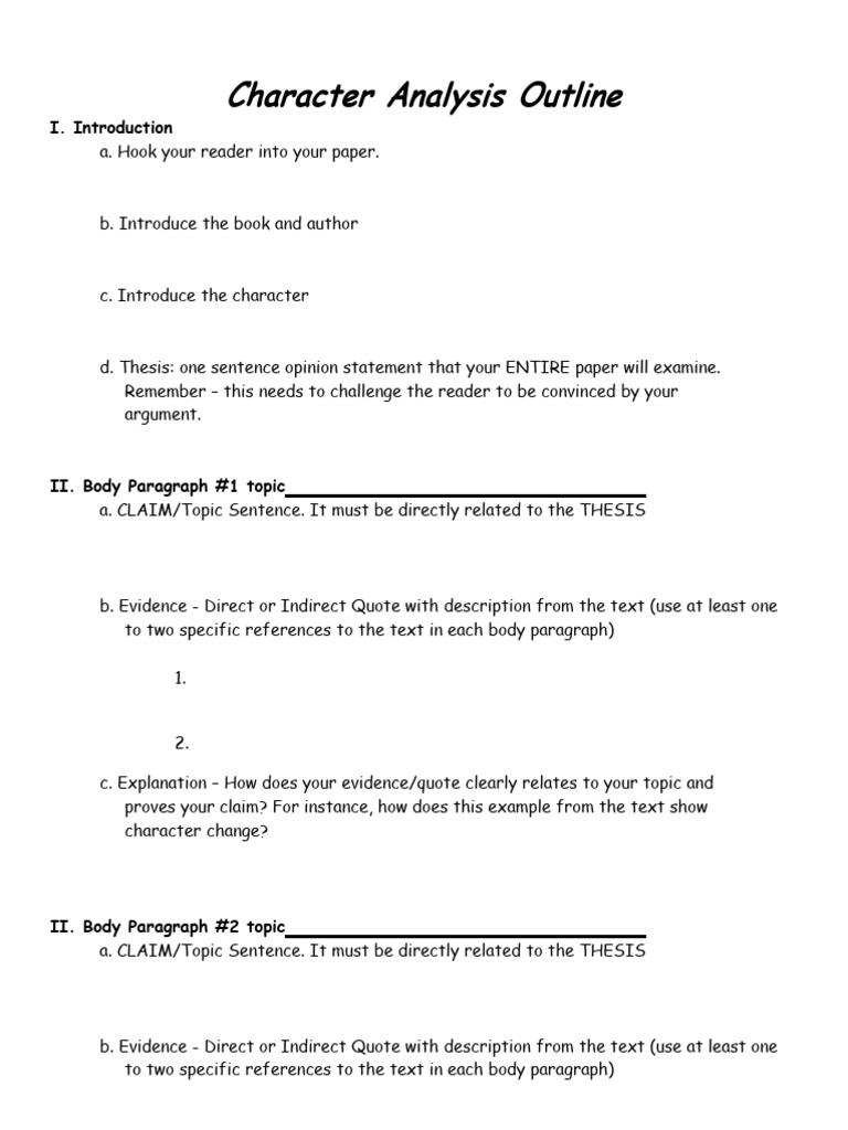 Character Analysis Essay Guide | PDF | Evidence | Thesis