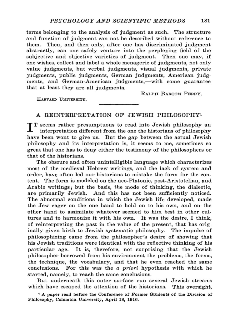 Adlerblum Nima H - A Reinterpretation of Jewish Philosophy (1917 ...