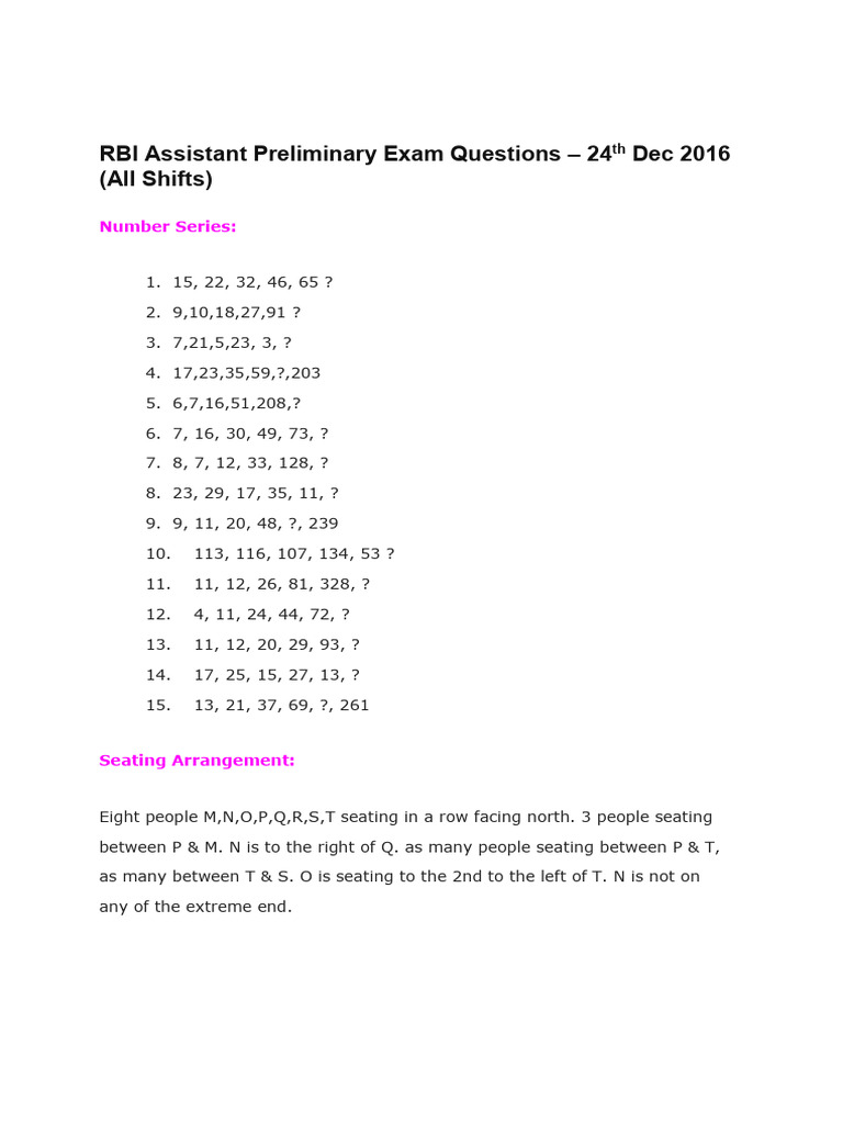 RBI Assistant Previous Year Question Papers 2016 | PDF
