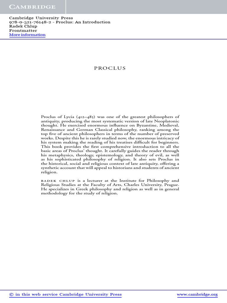 Frontmatter | PDF | Neoplatonism | Nous