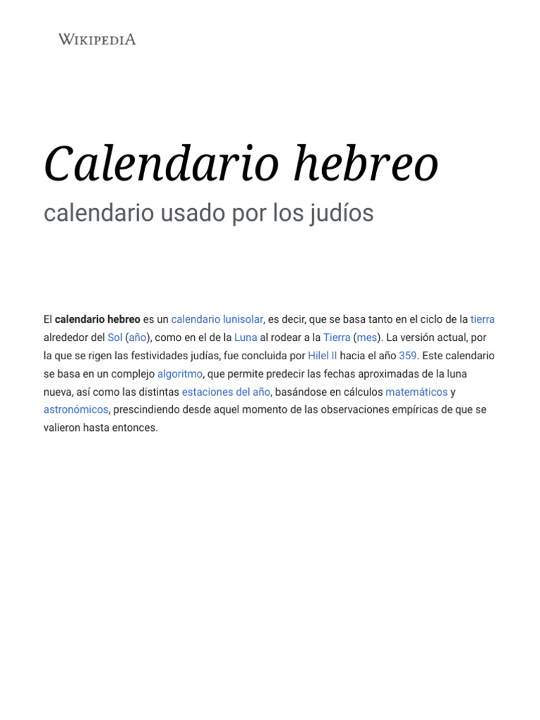 Calendario Hebreo | PDF | Calendario hebreo | Año