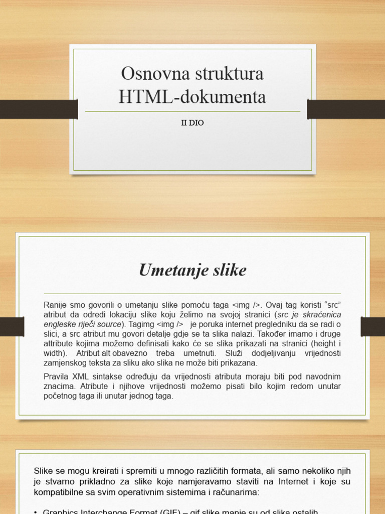 WEB DIZAJN - OSNOVE RADA S HTML-OM (II Dio) | PDF