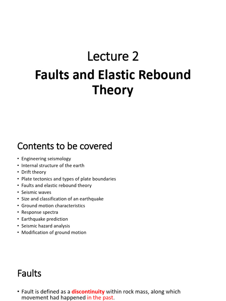 Lecture 2-Faults and Elastic Rebound Theory | PDF | Fault (Geology ...