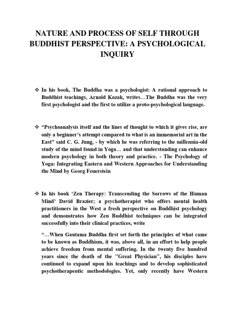 Self in Buddhist Psychology | PDF | Enlightenment In Buddhism | Experience