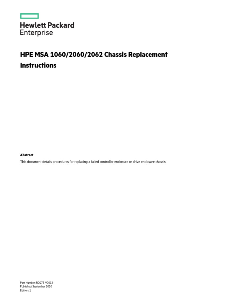 HPE MSA 1060 - 2060 - 2062 Chassis Replacement Instructions | PDF ...