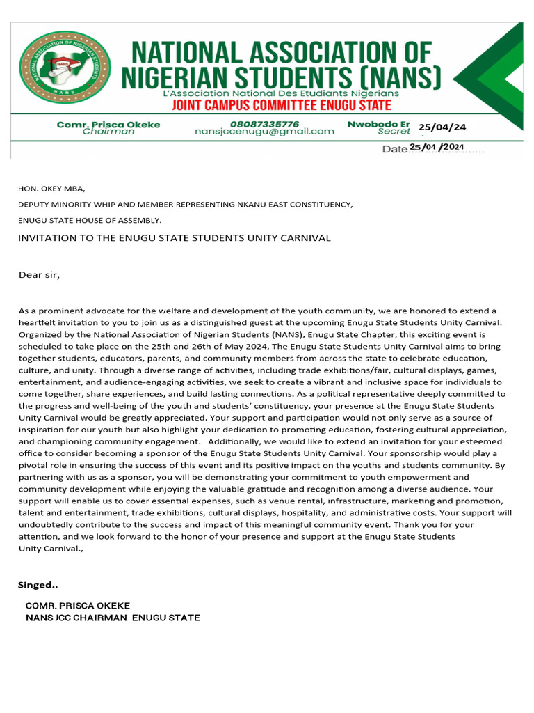 Enugu State Students Unity Carnival Invite | PDF | Politics | Social ...