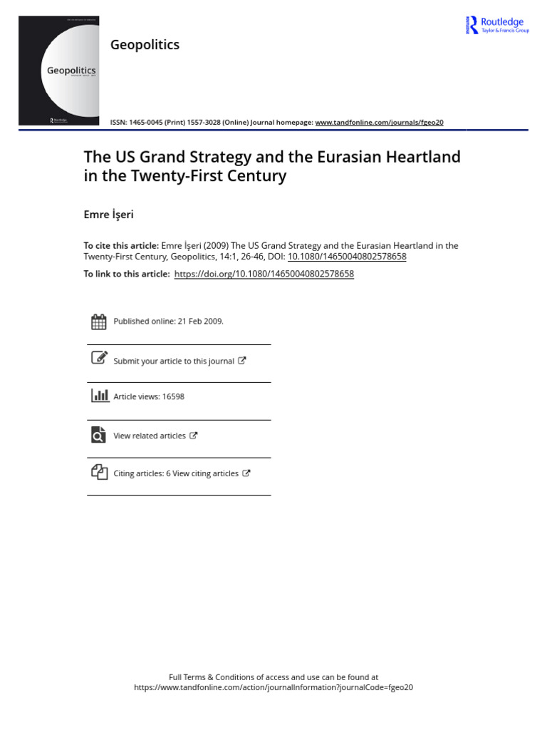 The US Grand Strategy and The Eurasian Heartland in The Twenty-First ...