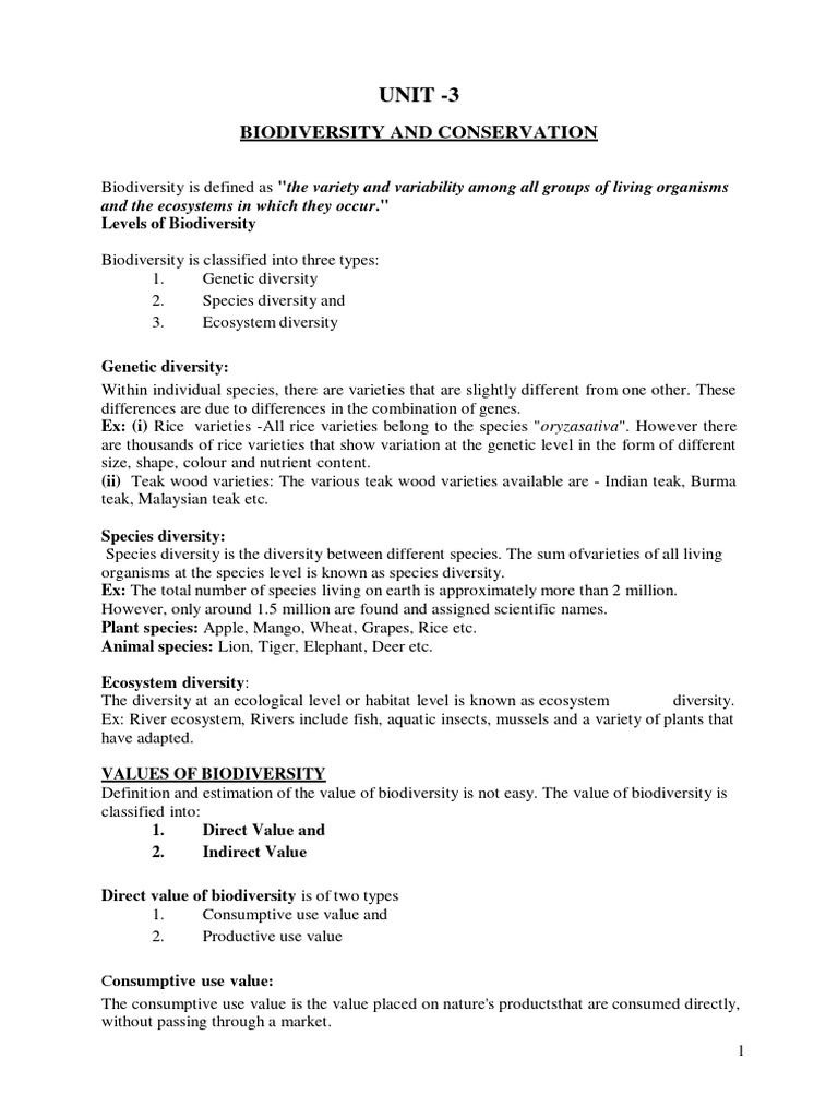 EEE Unit 3 Biodiversity | PDF | Biodiversity | Conservation Biology