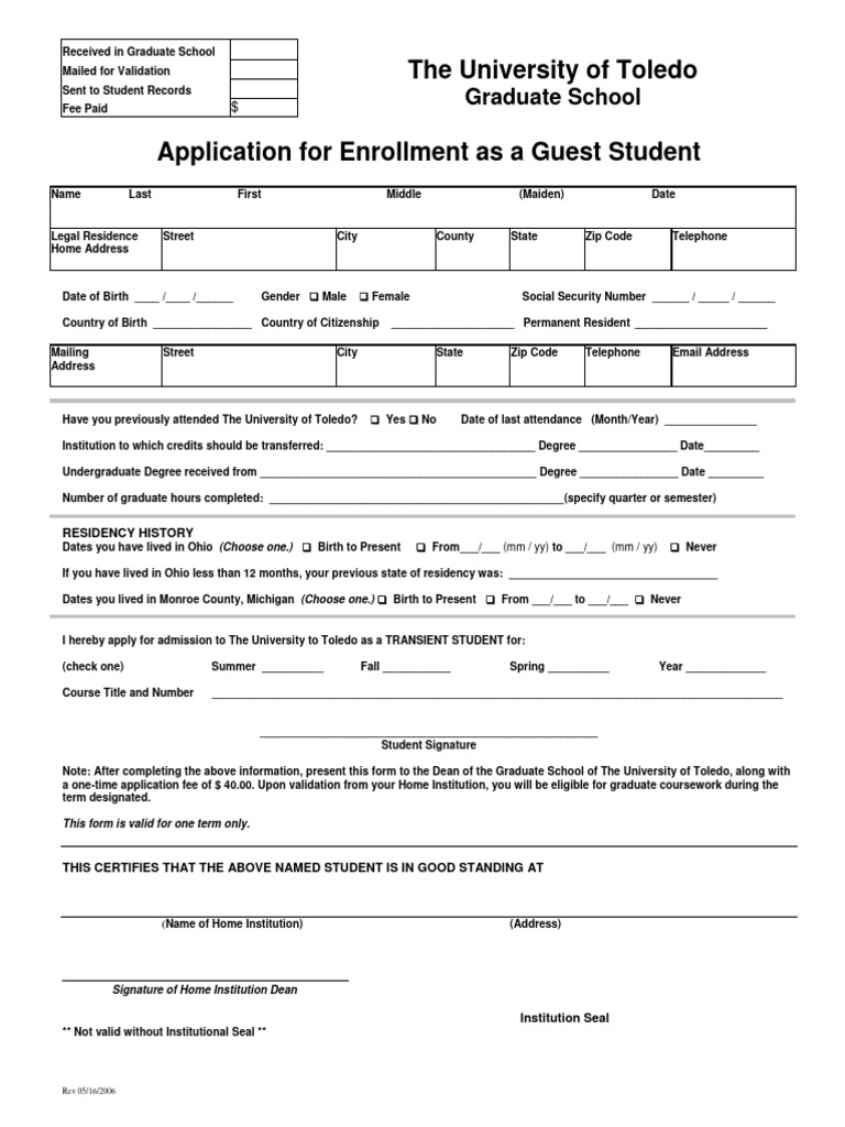 Guest Student Enrollment Application | PDF | Career & Growth