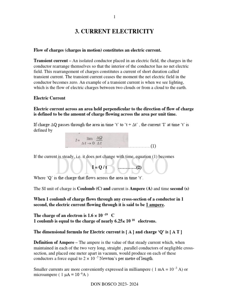 Current Electricity (Edited) | PDF | Electrical Resistivity And ...