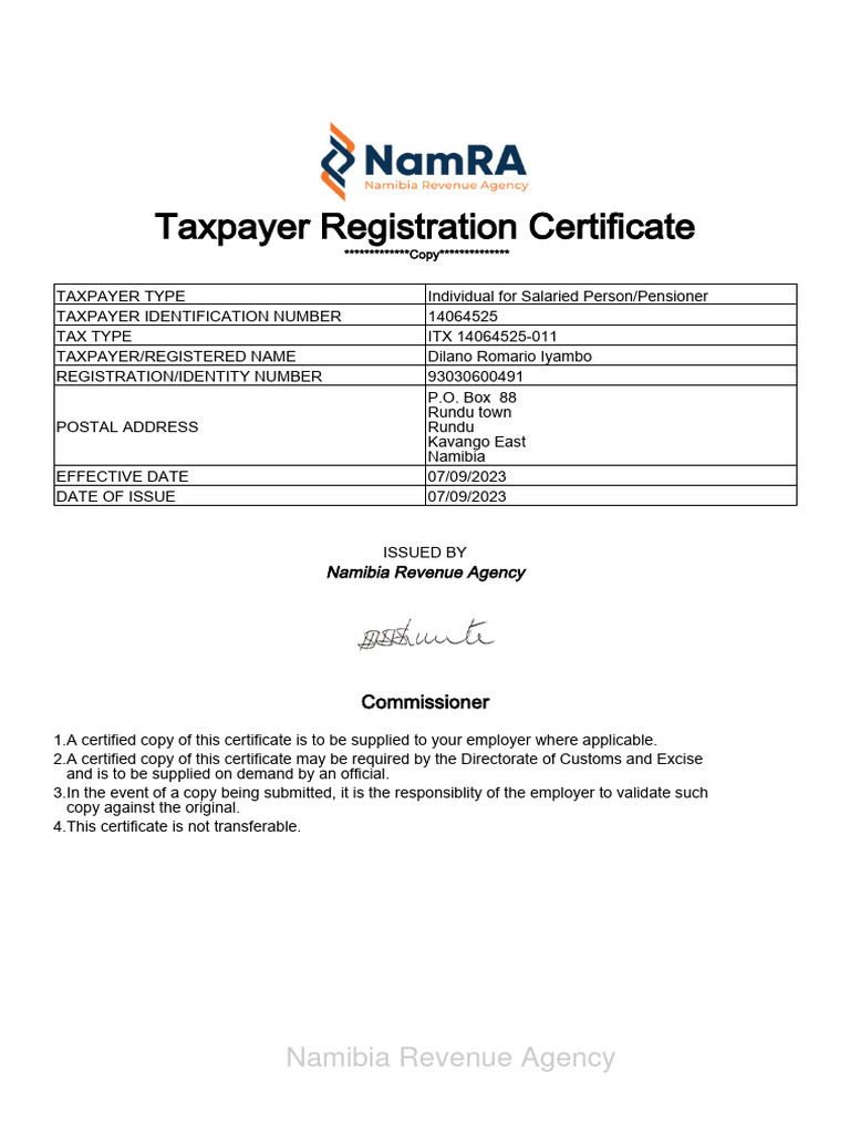 Taxpayer Certificate 20230907111827 | PDF