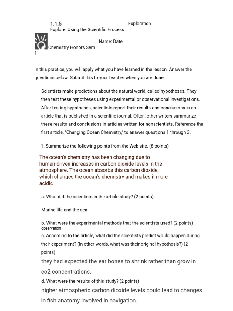 1.1.5 Explore - Using The Scientific Process (Exploration) | PDF ...