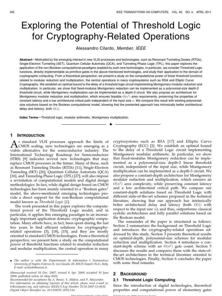 Exploring The Potential of Threshold Logic For Cryptography-Related ...