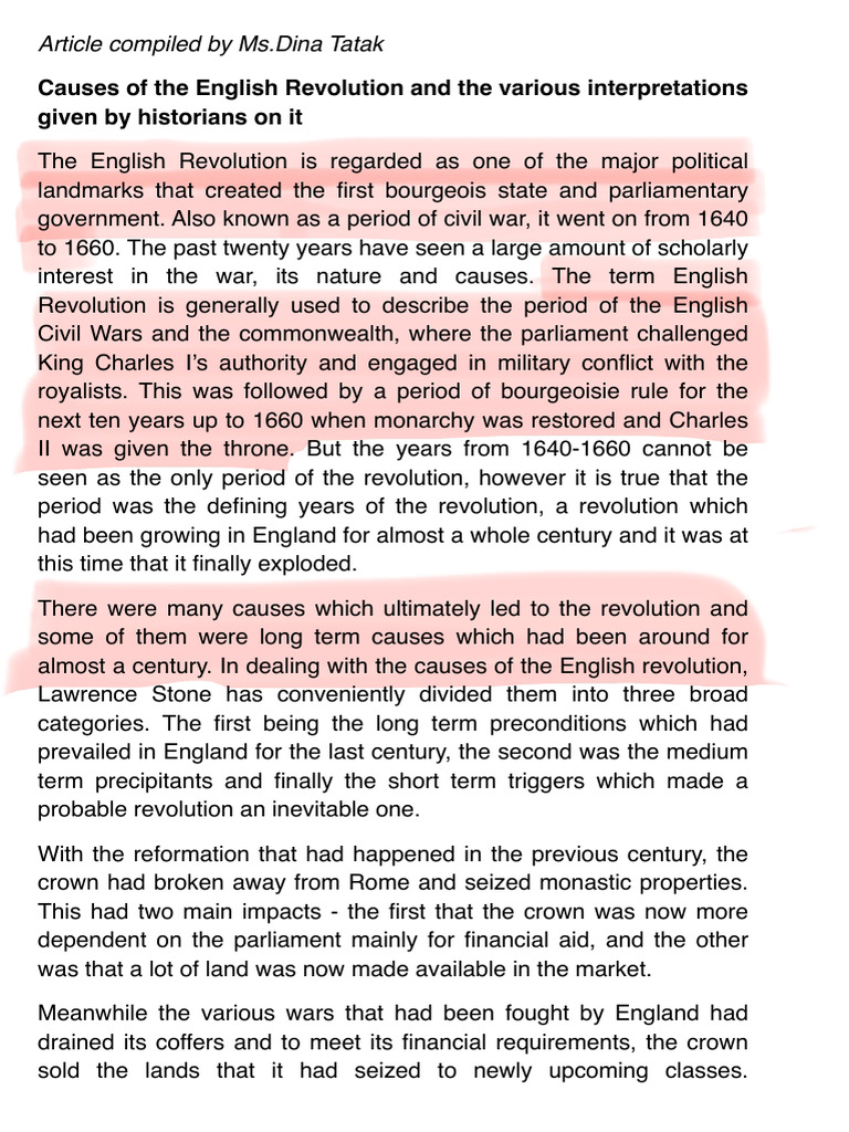 English Revolution and Various Interpretations | PDF | Gentry | English ...