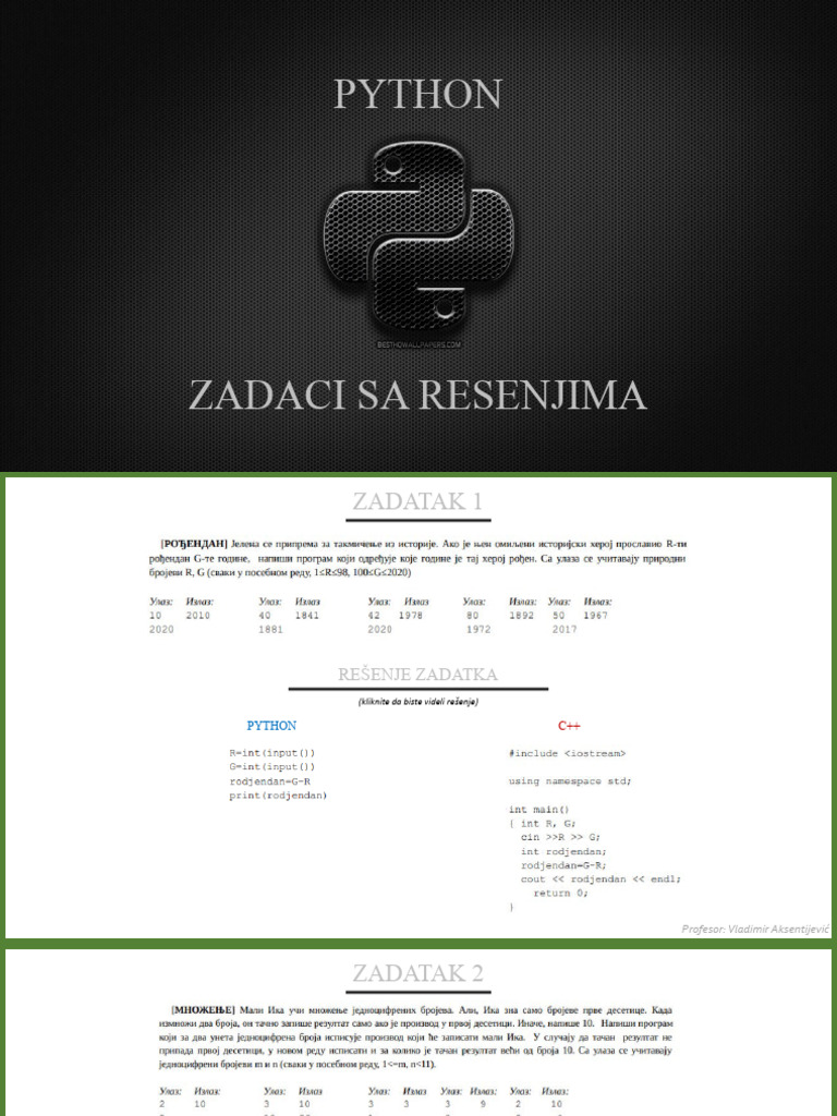 Python - Takmicenja - Osnovna Skola | PDF