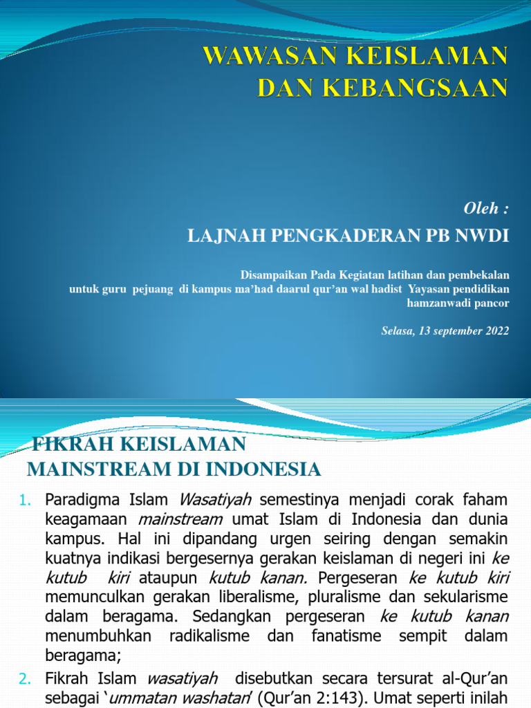 Islam Wasatiyah untuk Guru | PDF