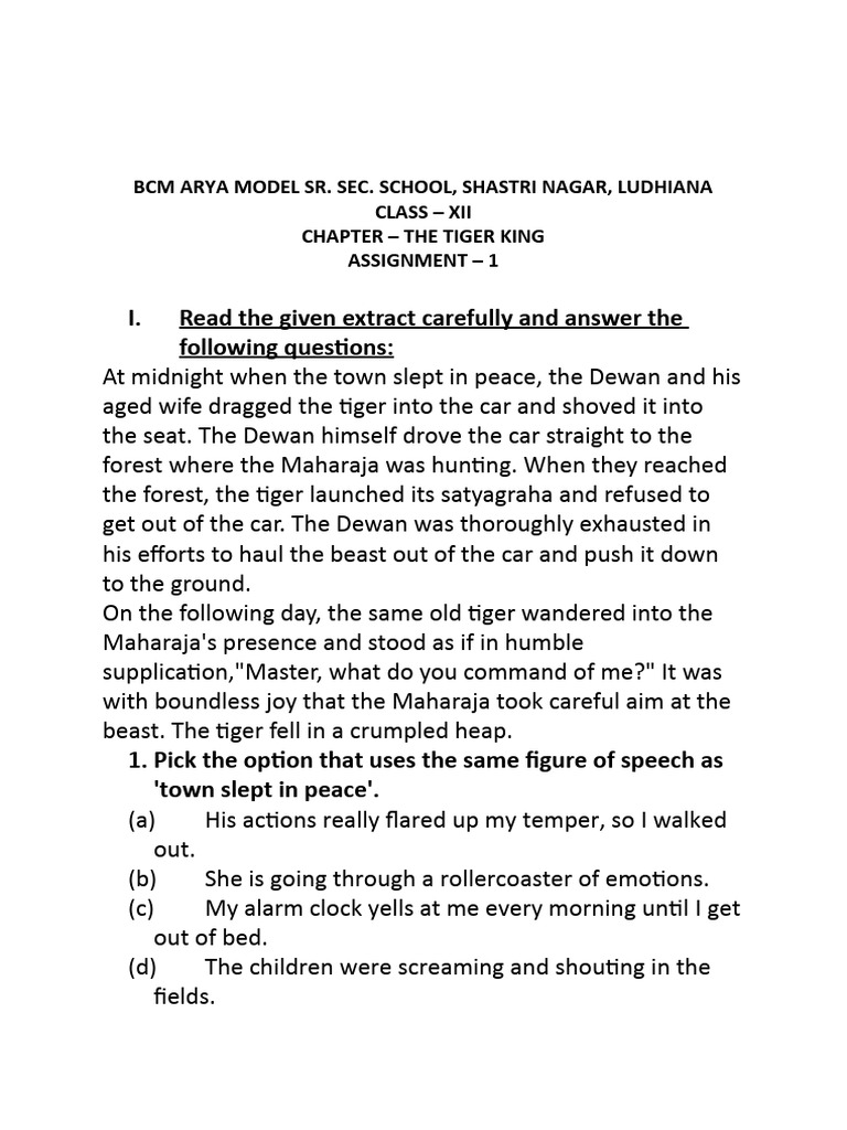 1079-C-6626-The Tiger King Assignment 1 | PDF