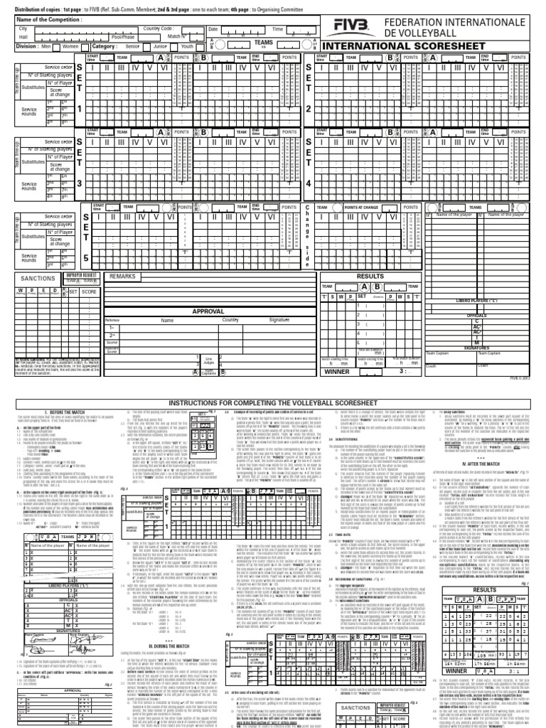 Volleyball Scoresheet Instructions | PDF | Games & Activities ...