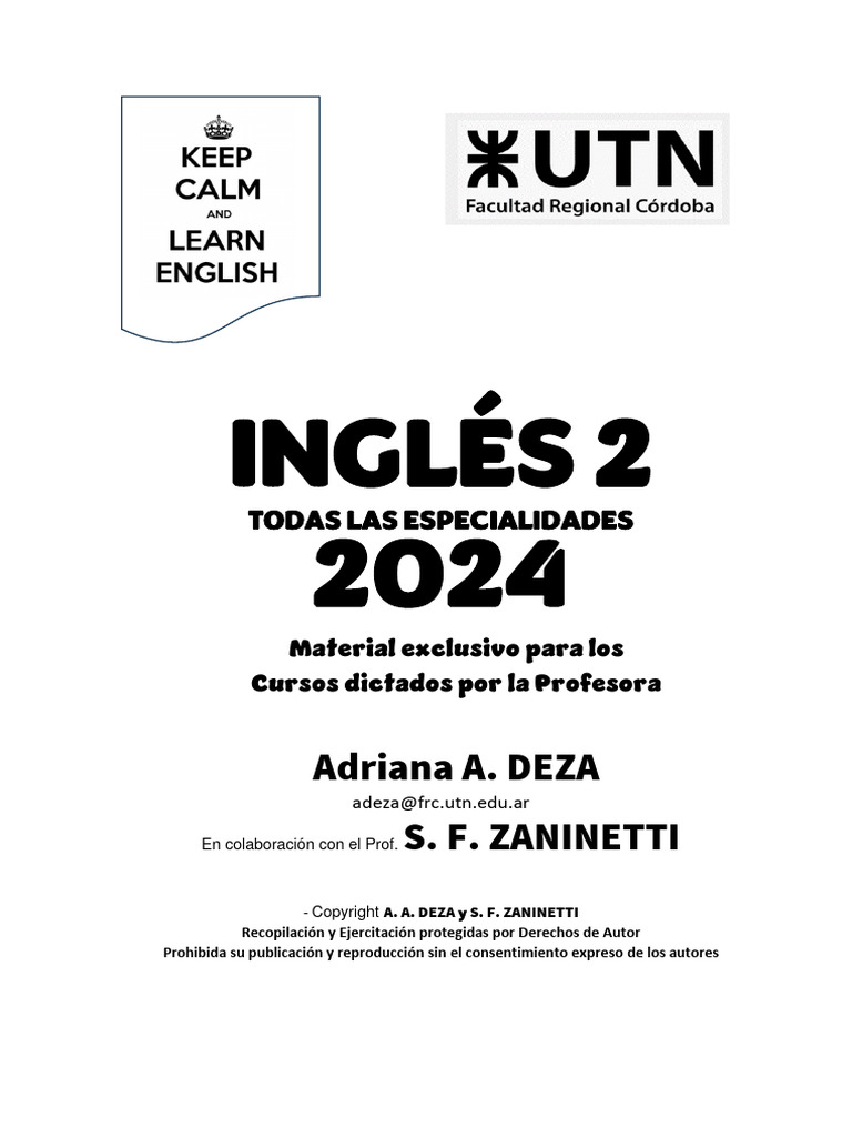 Apunte - Ingles - II - 2024 - Deza - Zaninetti | PDF