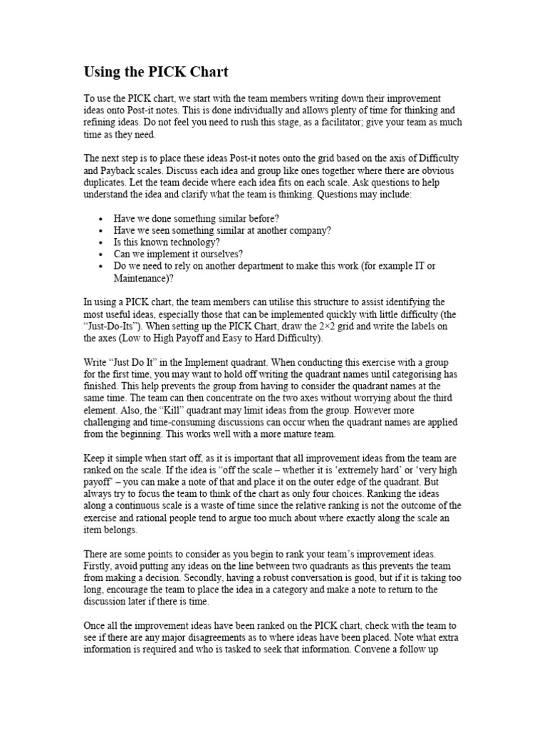 PICK Chart | Download Free PDF | Human Communication | Psychological Concepts