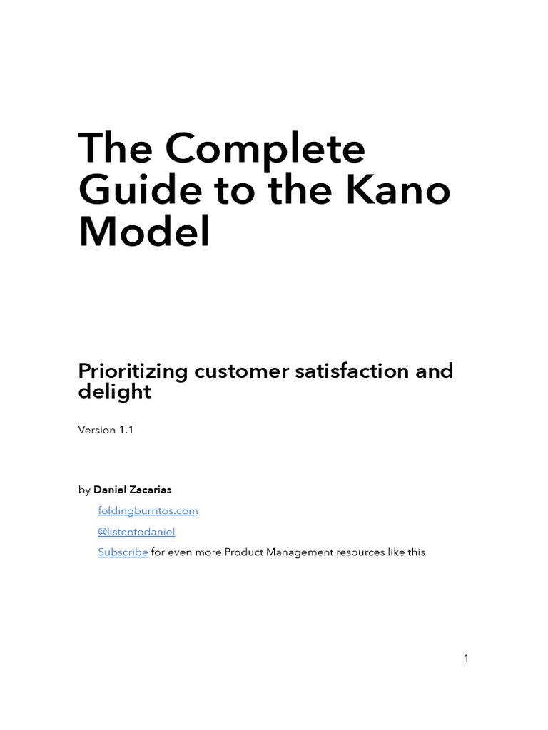 The Complete Guide To The Kano Model - v1.1 | PDF | Customer Satisfaction | Question