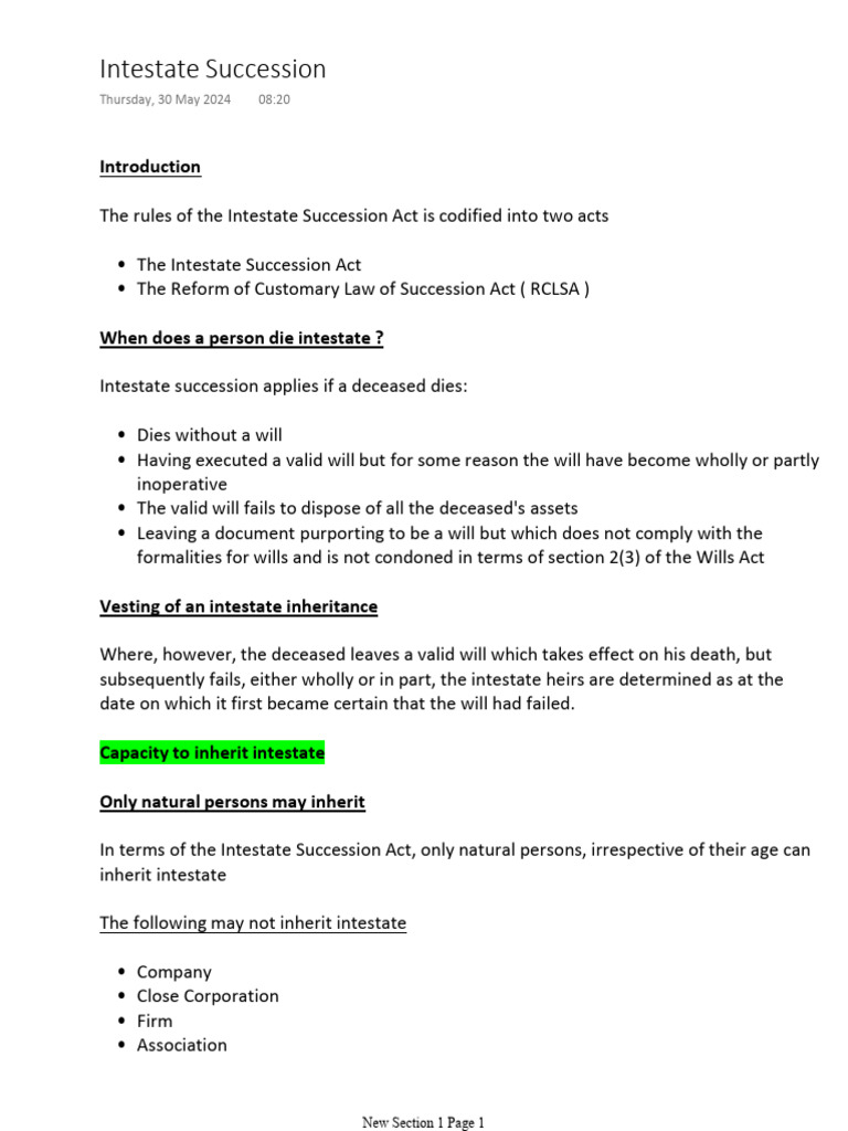 Intestate Succession | PDF | Intestacy | Legal Documents Intestate Succession | PDF | Intestacy | Legal Documents