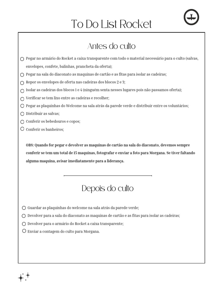 Checklist ROCKET Completo | PDF