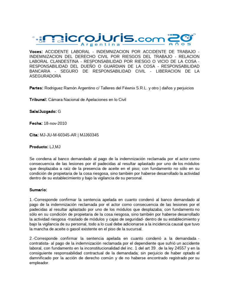 Fallo 2 | PDF | Daños y perjuicios | Seguro