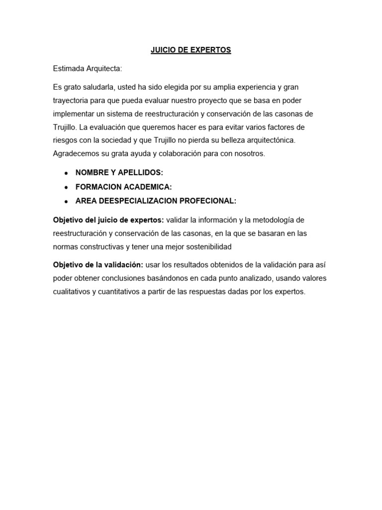 Juicio de Expertos L | PDF | Sustentabilidad | Patrimonio cultural