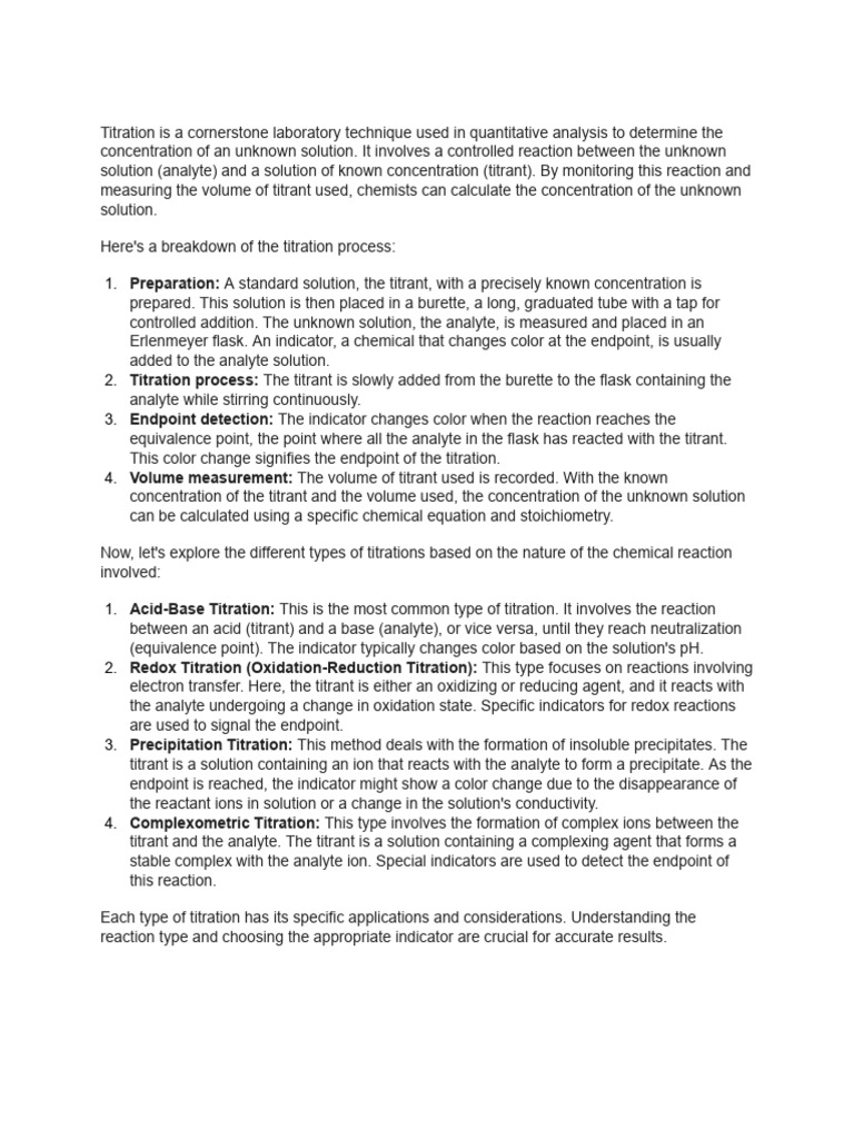 Titration Definition and Its Types | PDF | Titration | Chemistry