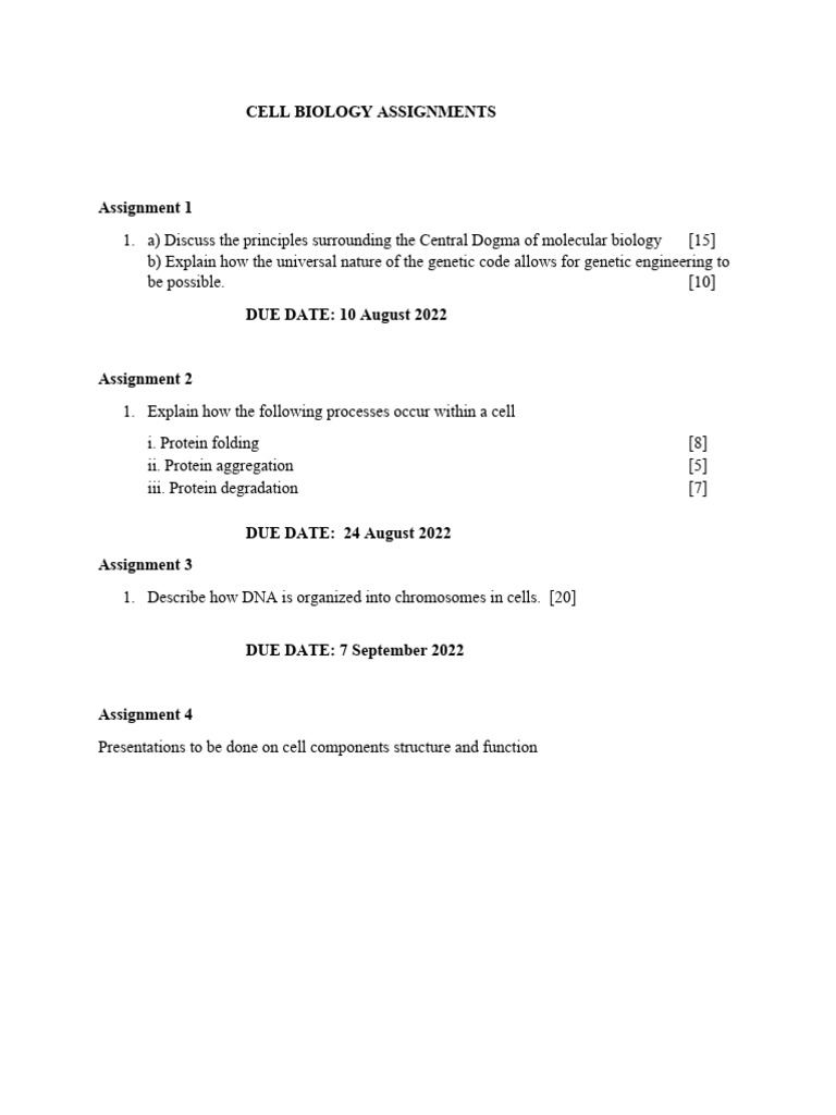 5 - SBT 1102 Cell Biology Assignments | PDF | Art | Technology ...