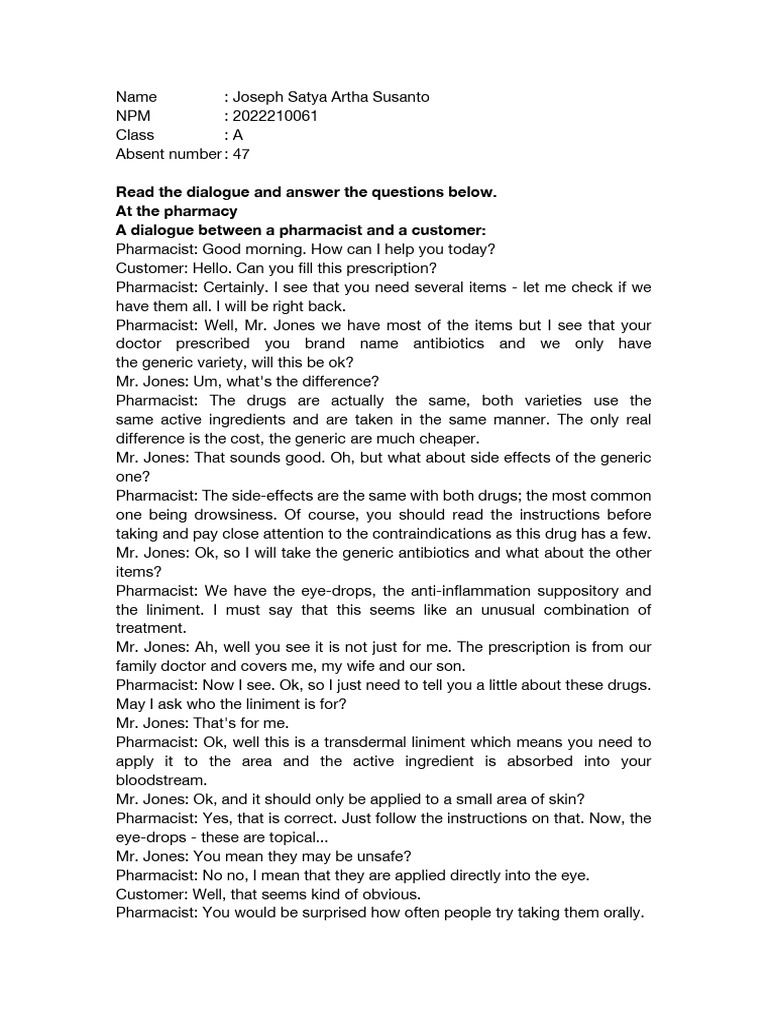 47 - Joseph Satya Artha Susanto - Class A - Quiz Uas - Word | PDF ...