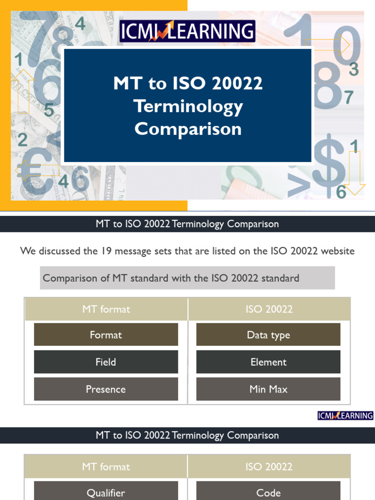 MT to ISO 20022 Terminology Guide | PDF | Debtor | Debit Card