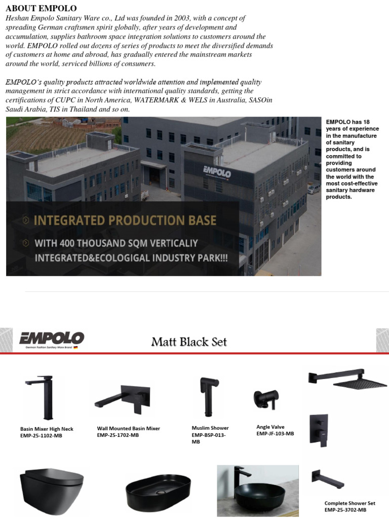 Empolo Brand Design Catalouge | PDF | Bathing | Plumbing