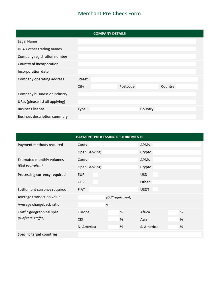 PP - Merchant Pre-Check Form | PDF | Credit Card