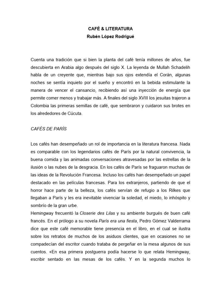 Cafés Literarios: Cultura y Creación | PDF | Gabriel García Márquez | café